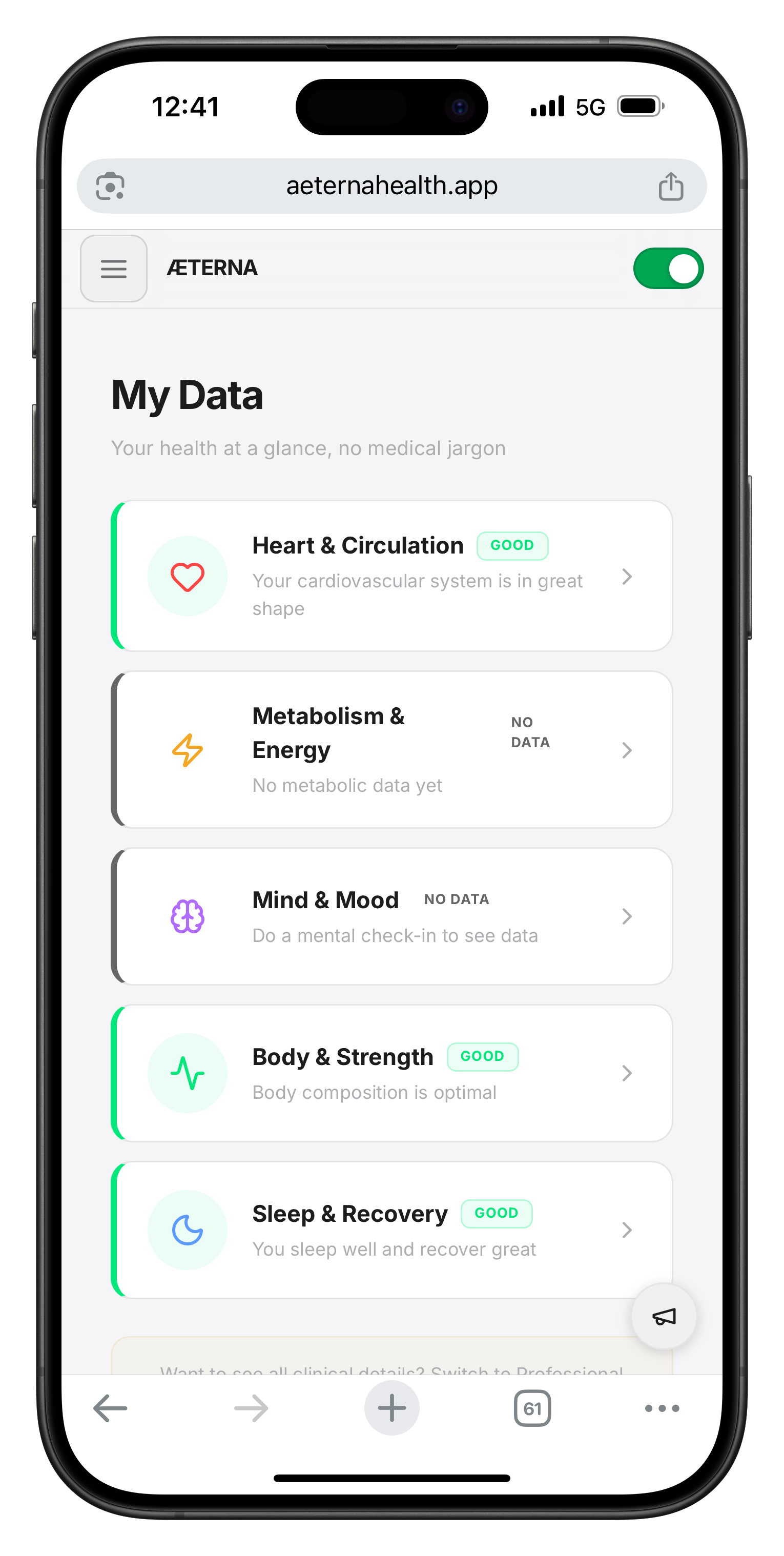 ÆTERNA — Discover your biological age in 60 seconds
